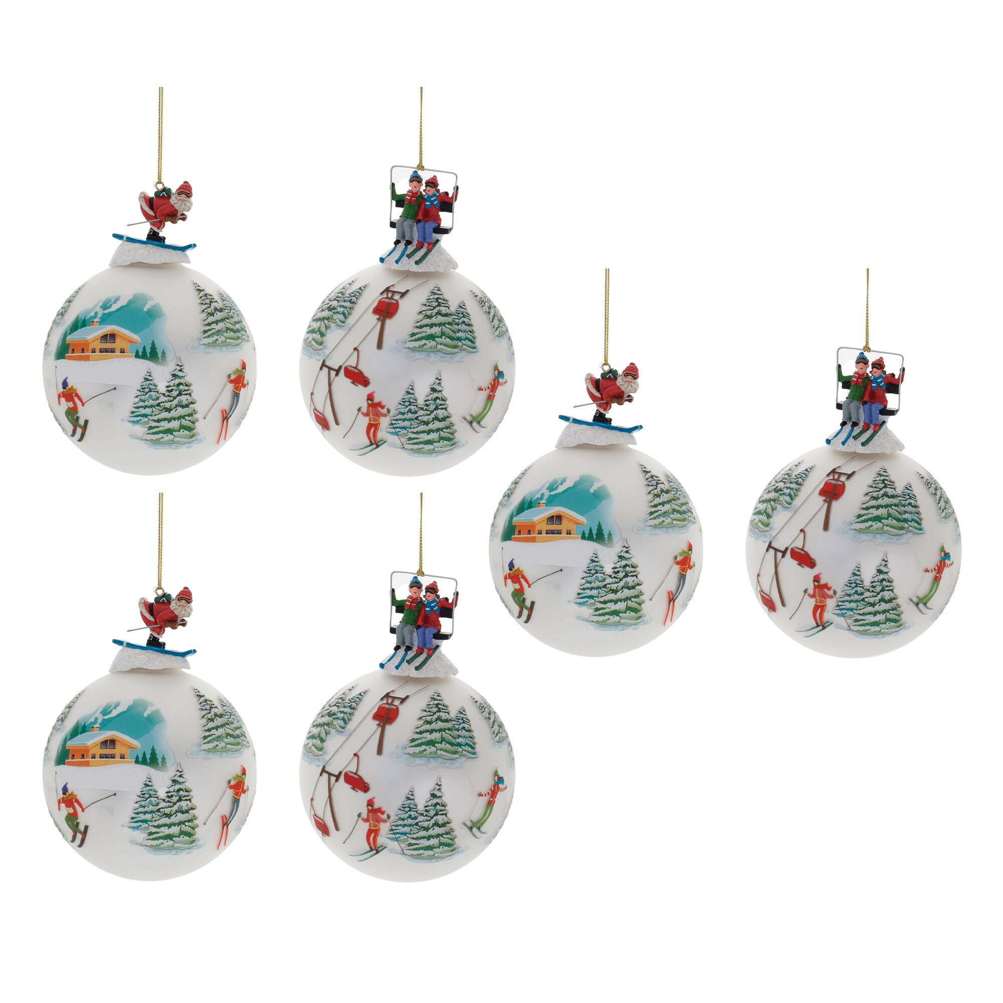 4" Ski Slope with Character Accents Glass Ball Ornaments Set | Michaels