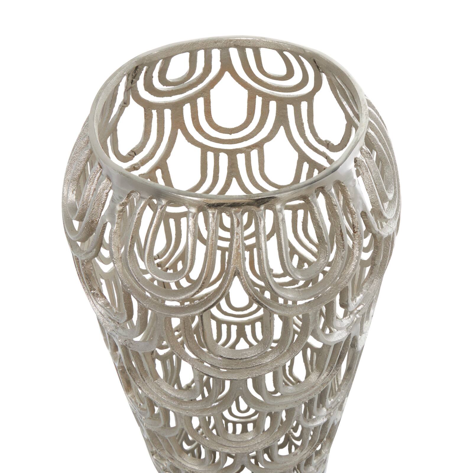 35" Silver Aluminum Geometric Art Deco Arched Vase | Michaels