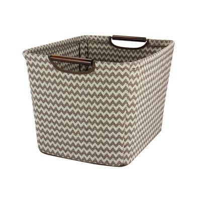 Household Essentials Storage Bin with Wood Handles (Medium, Chevron ...
