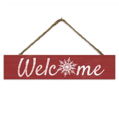 Welcome Snowflake 17" x 3.5" Outdoor/Indoor Hanging Sign | Michaels