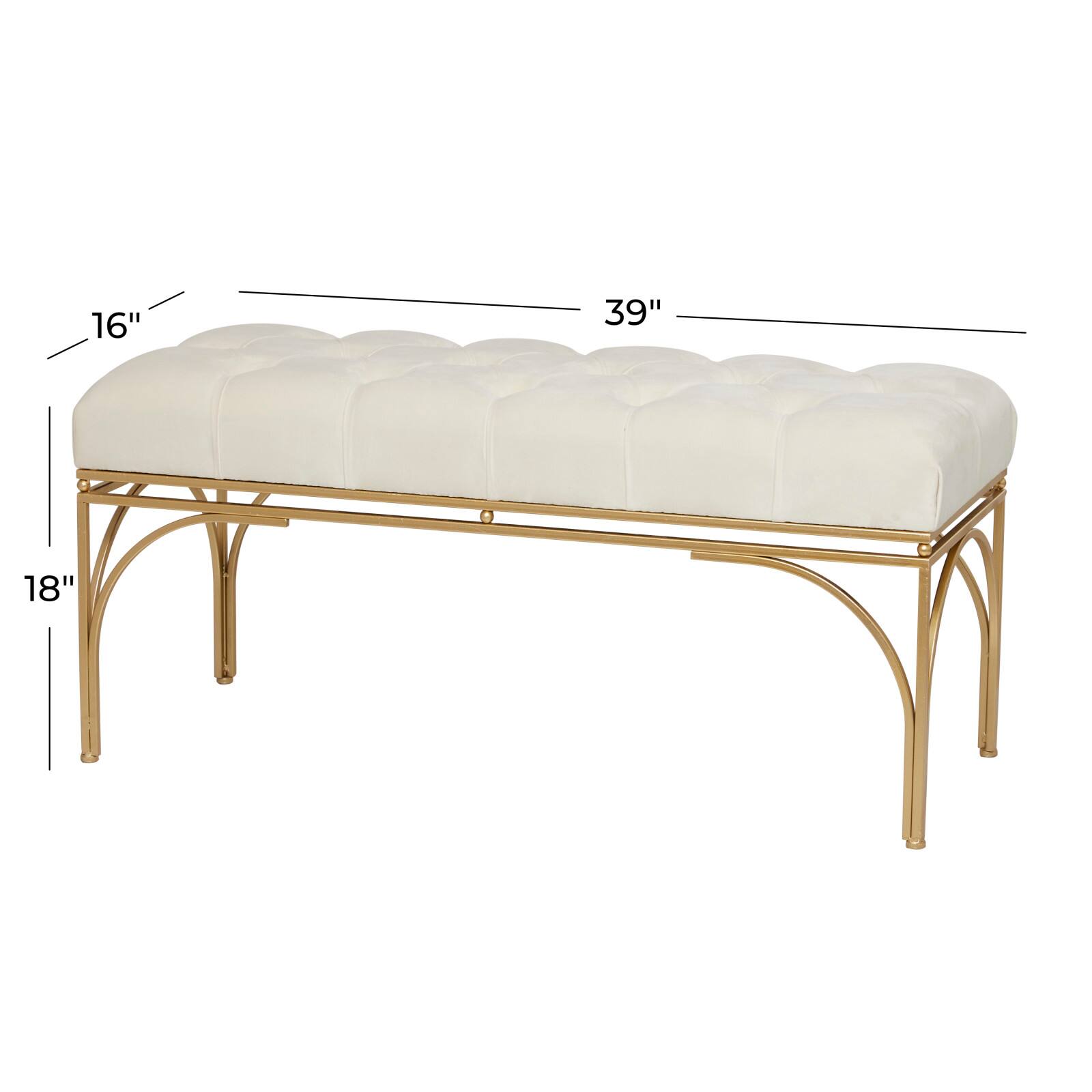 White Metal Glam Bench, 18" x 39" x 16" | Michaels