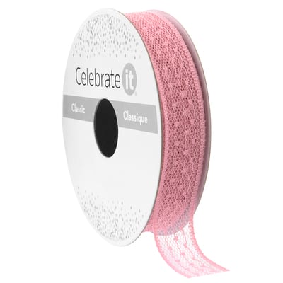 5/8" x 7yd. Pink Lace Ribbon by Celebrate It™ | Michaels