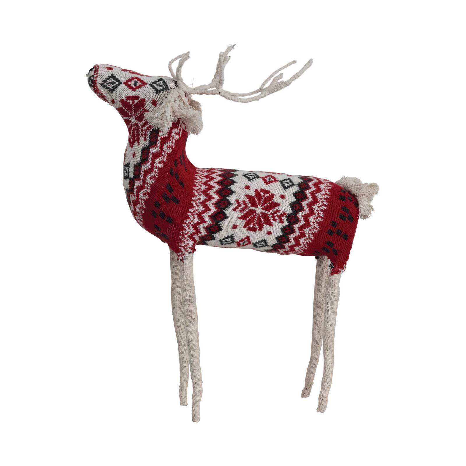 Hello Honey® 17" Red, Cream & Black Cotton Knit & Wire Reindeer with ...