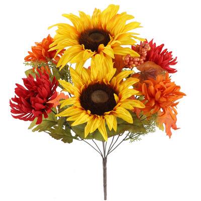 Orange, Yellow & Orange Sunflower & Mum Bush by Ashland® | Michaels