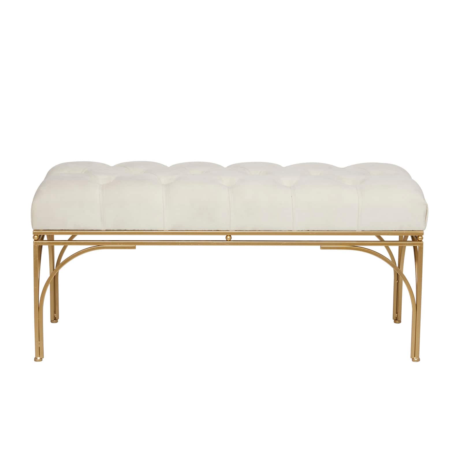 White Metal Glam Bench, 18" x 39" x 16" | Michaels