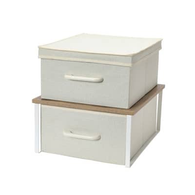 Household Essentials Stacking Storage Boxes Set, Color: Coastal Oak ...