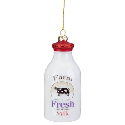4.5" Farm Fresh Milk Glass Bottle Ornament | Michaels