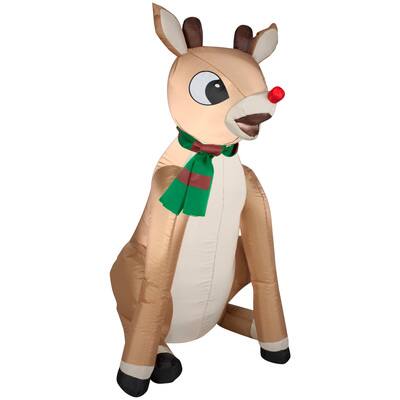 3ft. Airblown® Inflatable Christmas Rudolph with Scarf | Michaels