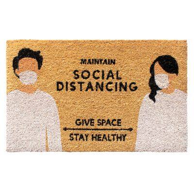 RugSmith White Maintain Social Distancing Machine Tufted Doormat | Michaels