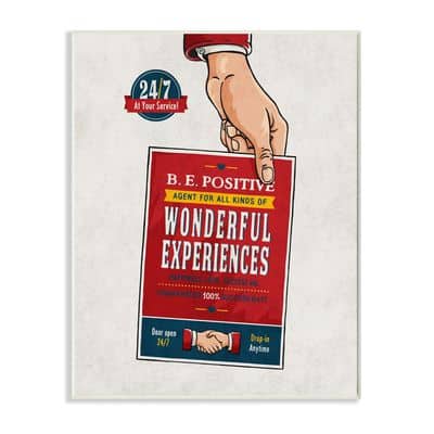 Stupell Industries Be Positive Comic Book Design with Gray Frame Wall ...