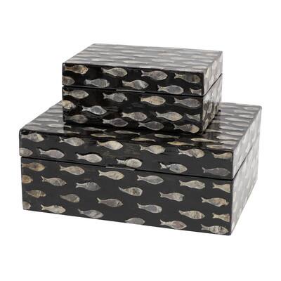 Black Mother of Pearl Fish Box Set | Michaels