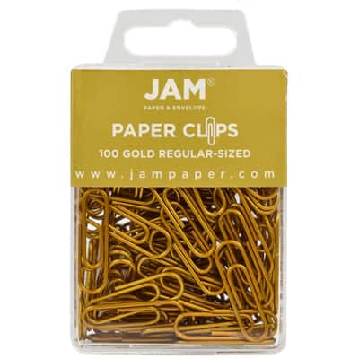 JAM Paper 1" Colorful Standard Paper Clips, 2 Packs of 100, Color: Gold ...