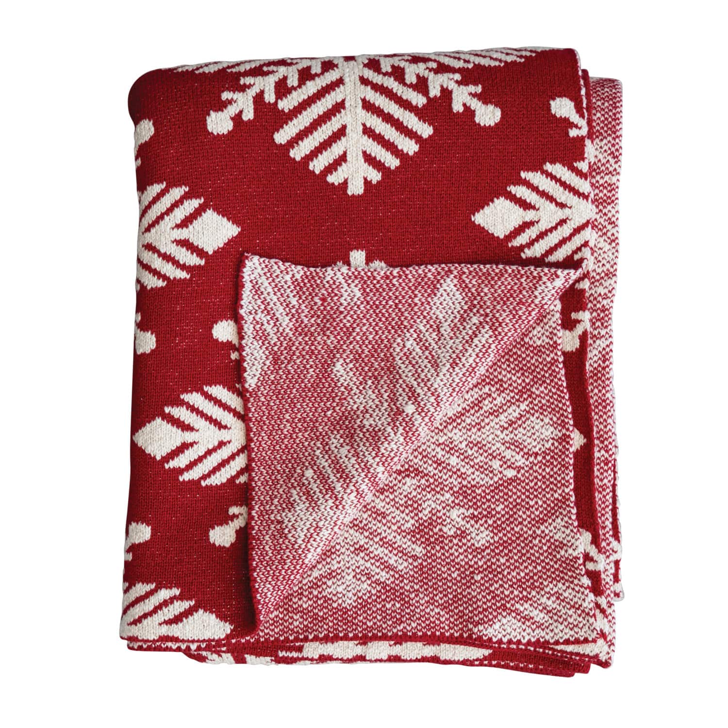 Red & White Snowflake Two-Sided Cotton Knit Slub Throw | Michaels