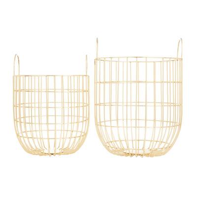 Set of 2 Gold Iron Contemporary Storage Baskets, 17" x 11" x 11" | Michaels
