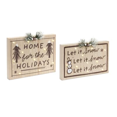 Holiday & Snow LED Sign Set, 8" & 9.25" | Michaels