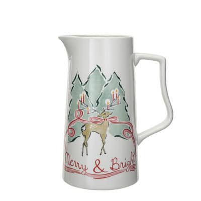 Hello Honey® 2qt. Multicolor Reindeer Stoneware Pitcher | Michaels