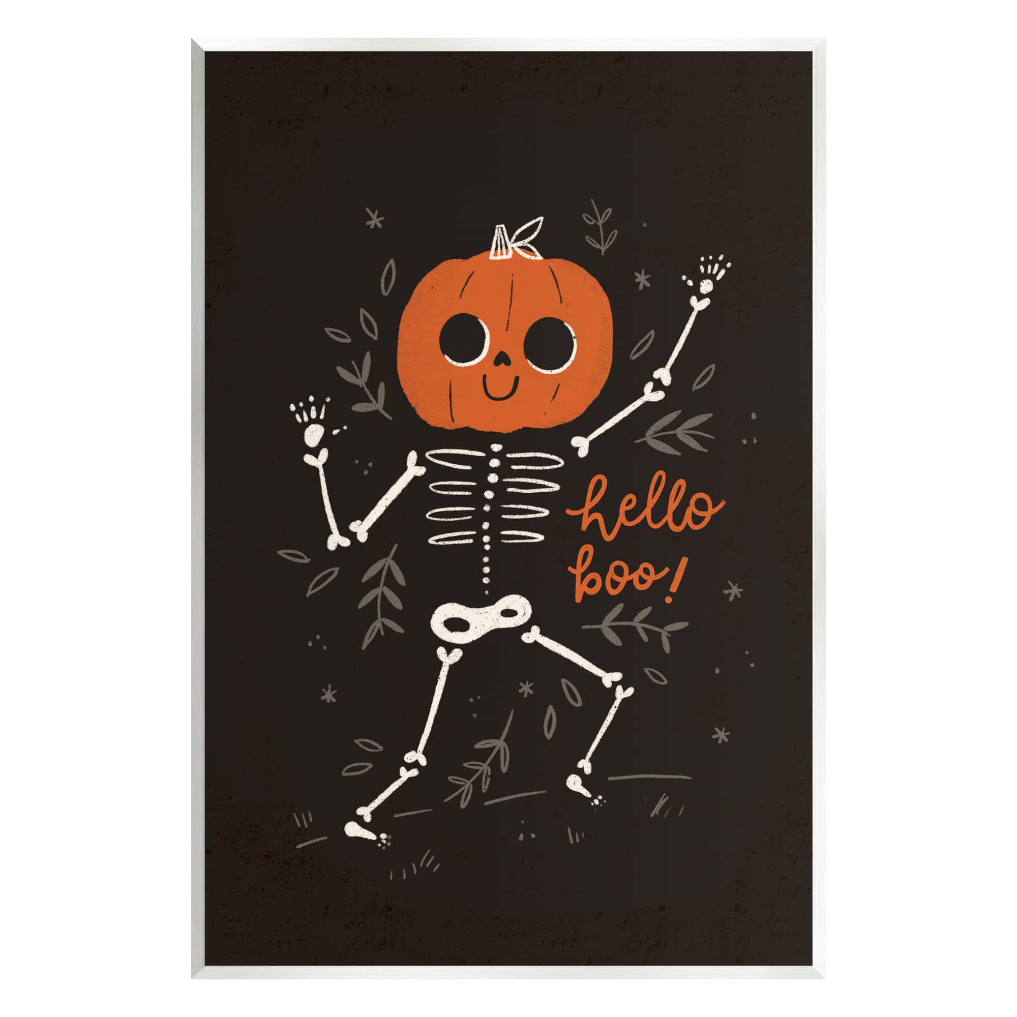 Stupell Industries Hello Boo Halloween Smiling Skeleton Wall Plaque Art ...