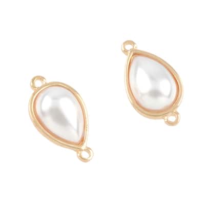 White & Gold Pearl Oval Connectors, 22mm by Bead Landing™ | Michaels