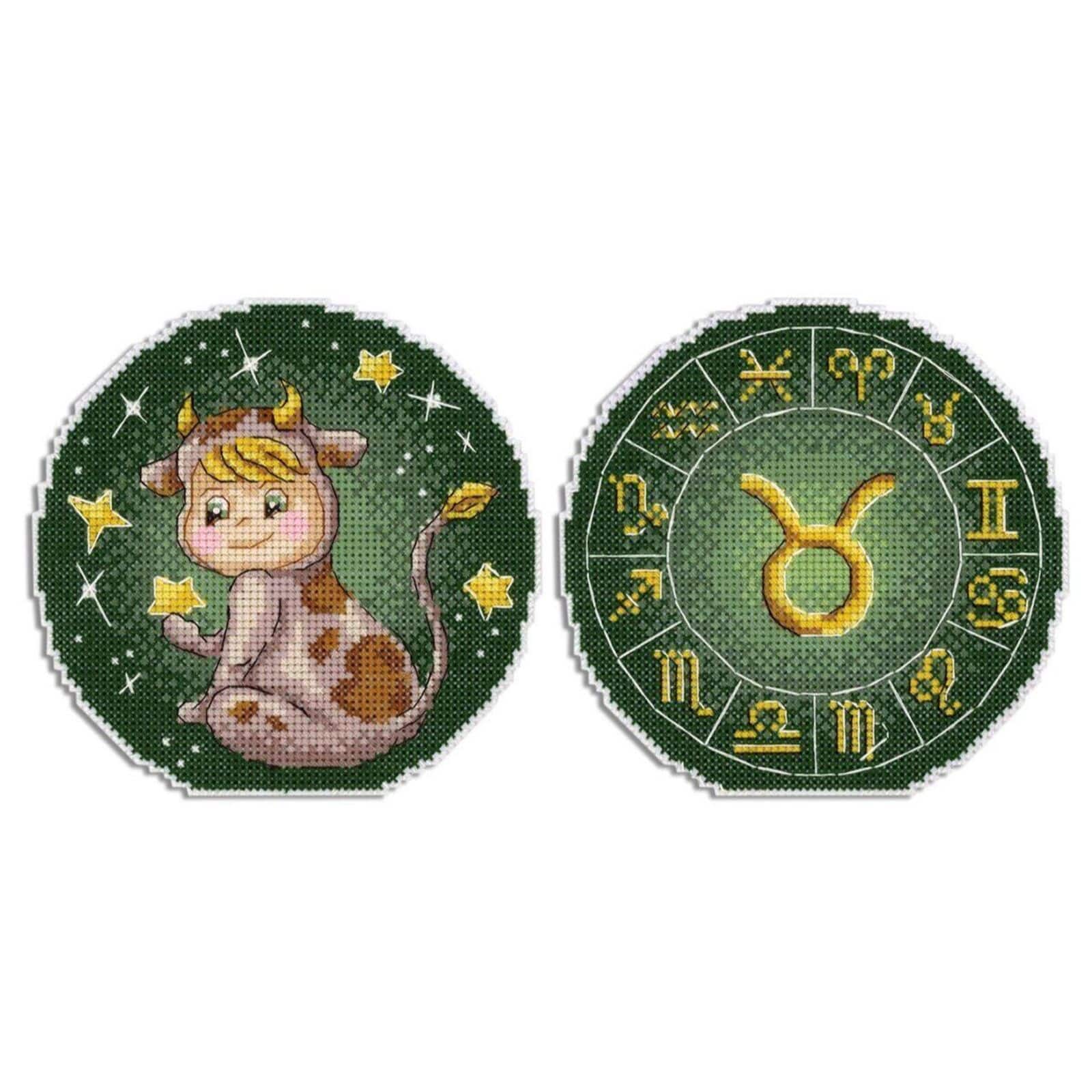 MP Studia Zodiac Signs Taurus Plastic Canvas Counted Cross Stitch Kit ...