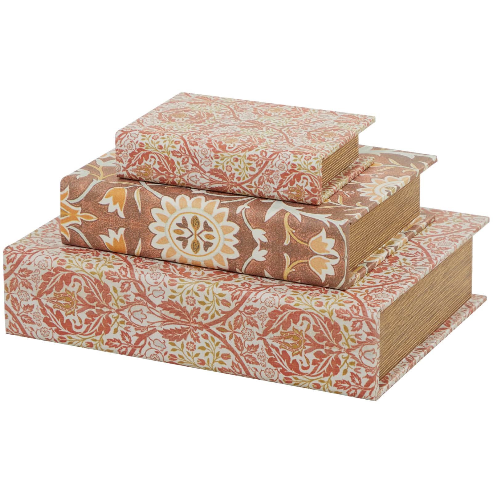 Orange Floral Faux Leather Faux Book Box Set | Michaels