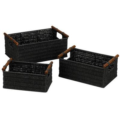Household Essentials Decorative Woven Basket Set, Color: Black | Michaels
