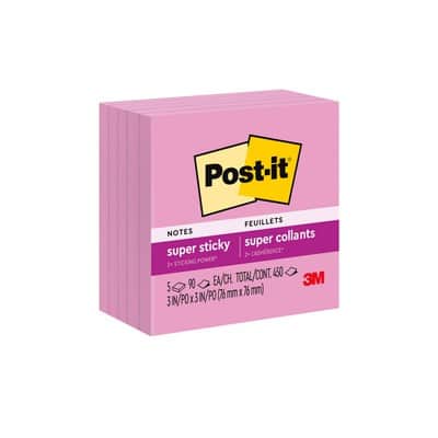 Post-it® 3" x 3" Super Sticky Notes, 5 Pack, Color: Neon Pink | Michaels