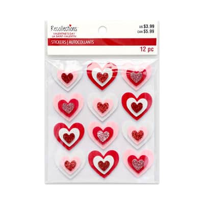 Valentine's Day Crepe Heart Dimensional Stickers by Recollections ...