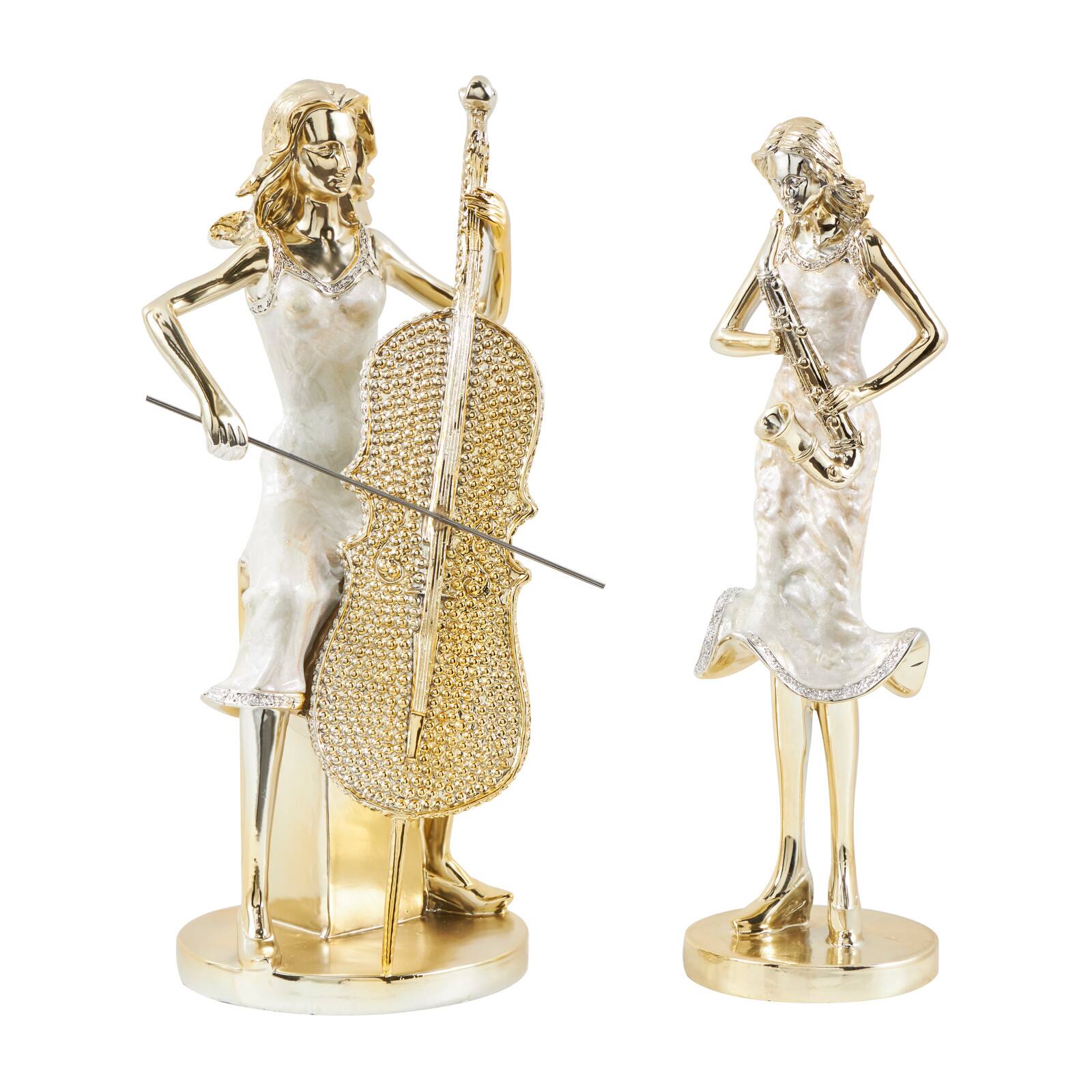 Gold, Cream & Crystal Musician Women Sculpture Set | Michaels