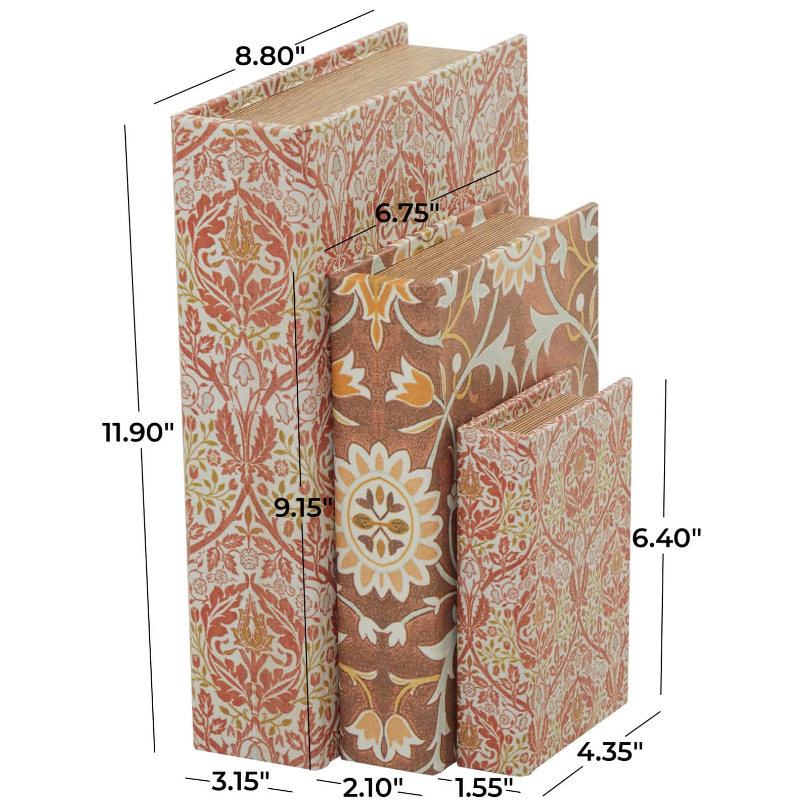 Orange Floral Faux Leather Faux Book Box Set | Michaels