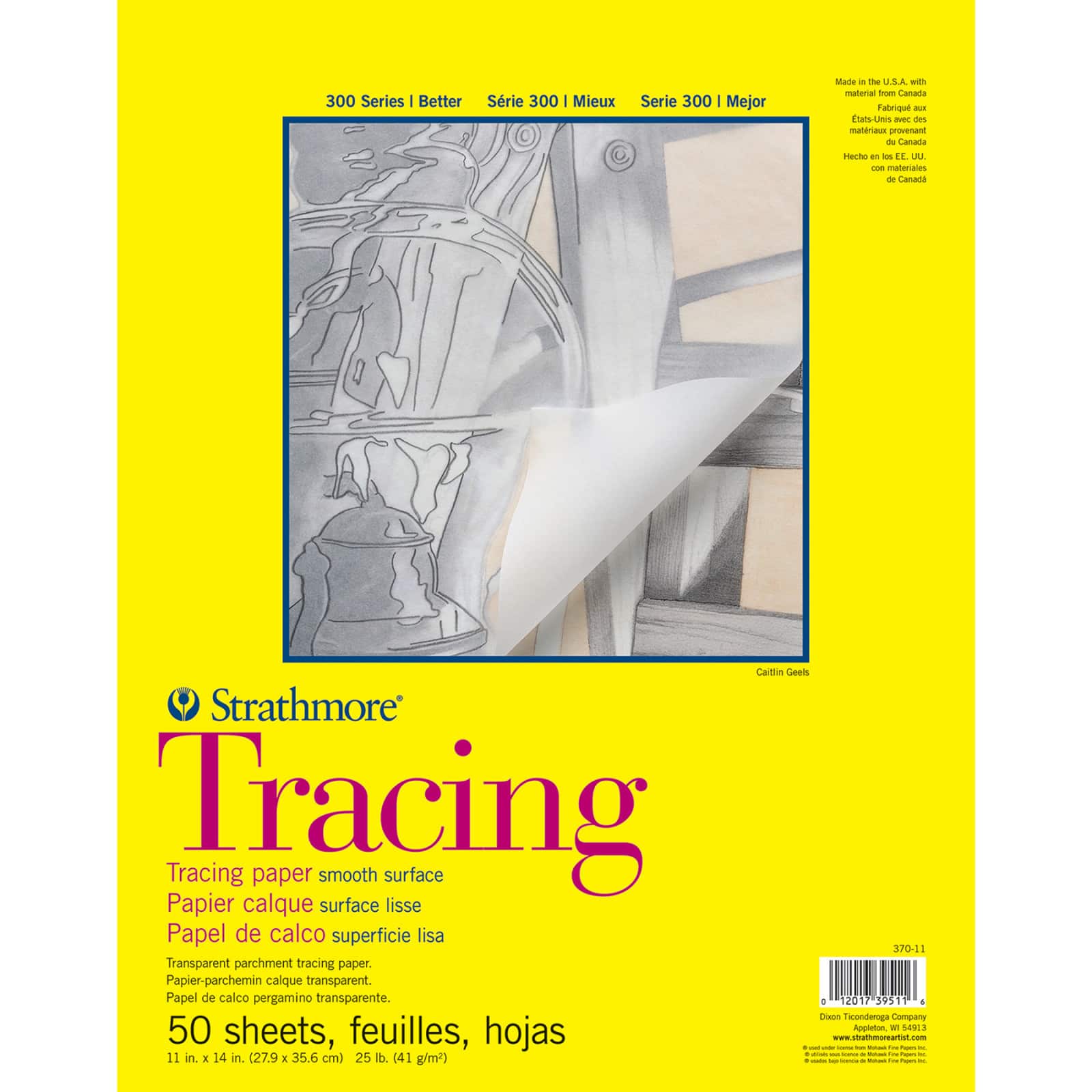 Strathmore Tracing Paper Pad, 300 Series, Tape-Bound, 50 Sheets, 11" x ...