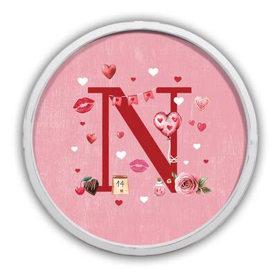 20" Valentine Things White Framed Round Monogram Print | Michaels