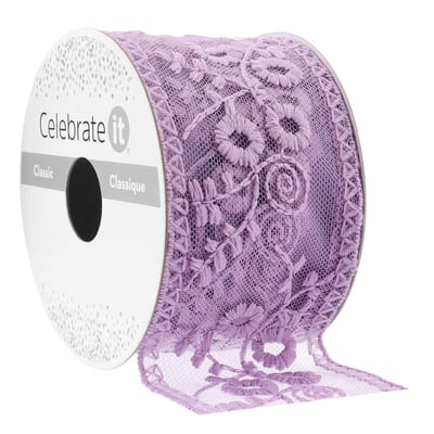 2" x 3yd. Purple Lace Ribbon by Celebrate It™ Classic | Michaels