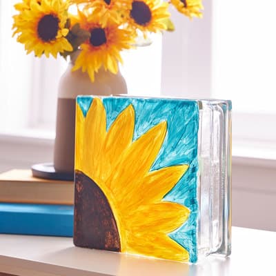 Sunflower Painted Glass Block | Projects | Michaels