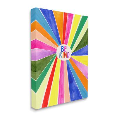 Stupell Industries Be Kind Phrase Rainbow Stripe Burst Canvas Wall Art ...