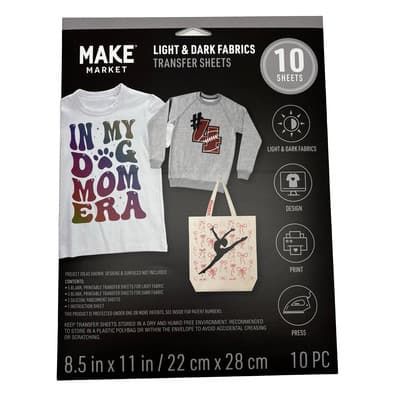 8.5" x 11" Mixed Light & Dark Fabric Transfer Sheets, 10ct. by Make Market® | Michaels