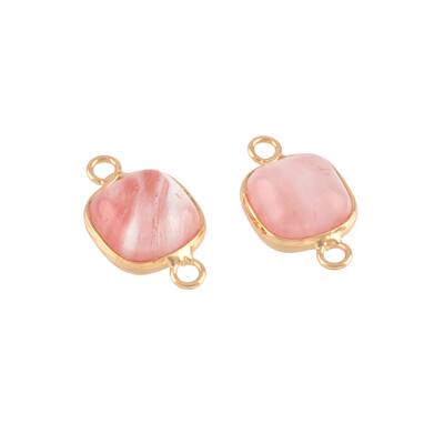 20mm Pink Reconstituted Quartz Gold Connectors, 2ct. by Bead Landing ...