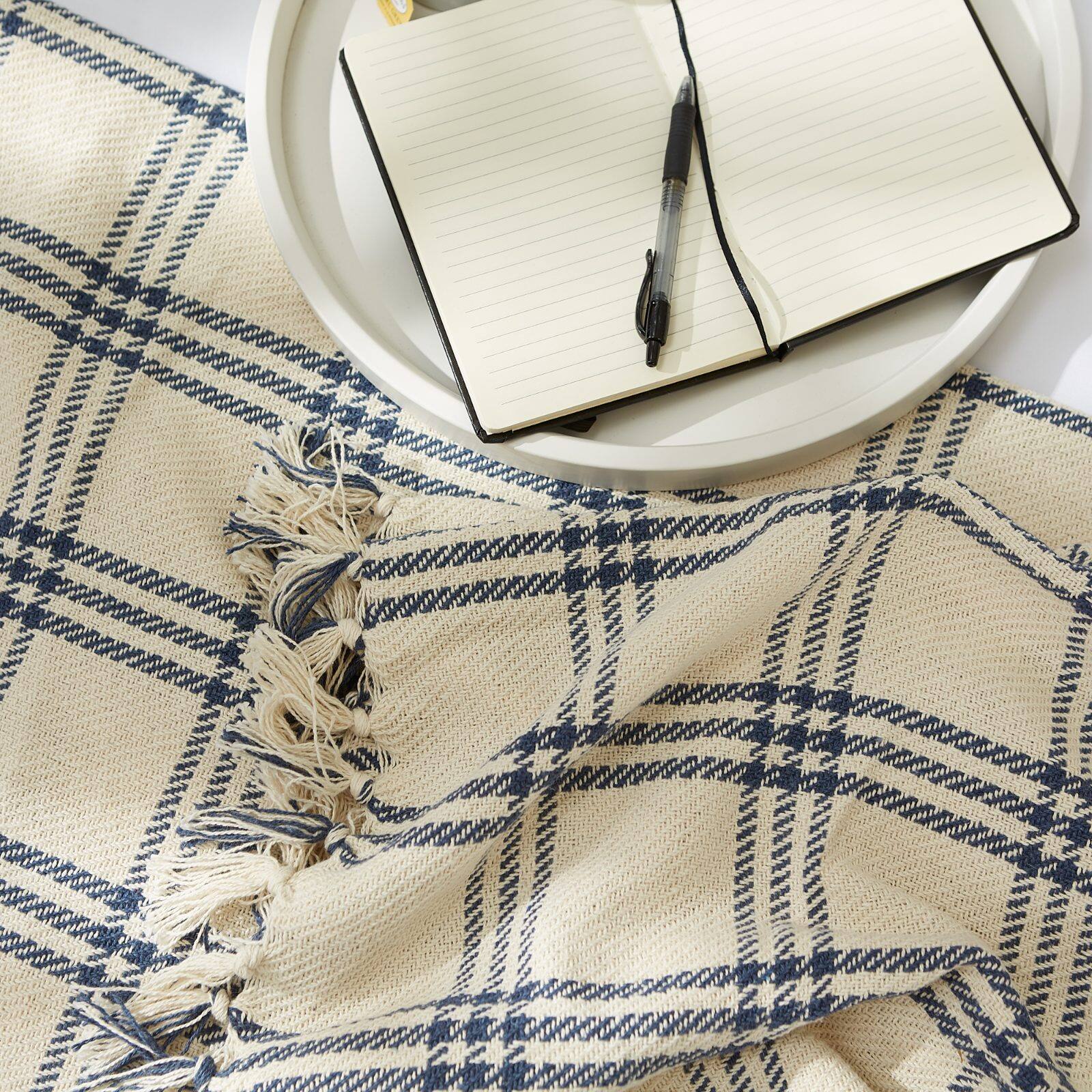 DII® French Blue Modern Farmhouse Plaid Throw | Michaels