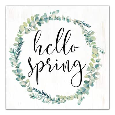 Hello Spring Wreath Canvas Wall Art | Michaels