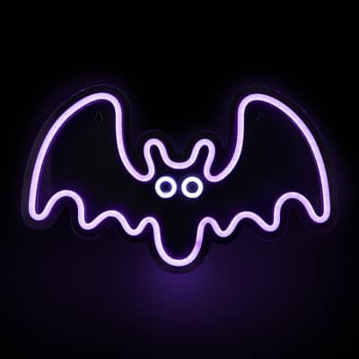 15" Purple LED Neon Style Purple Bat Halloween Window Silhouette | Michaels