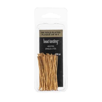 1.5" Head Pins by Bead Landing™, Color: 18K Gold Plated | Michaels