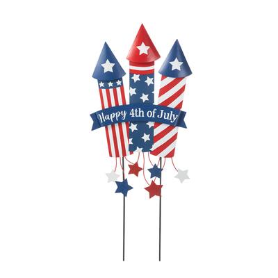 Glitzhome® 30" Patriotic Firecracker Yard Stake | Michaels