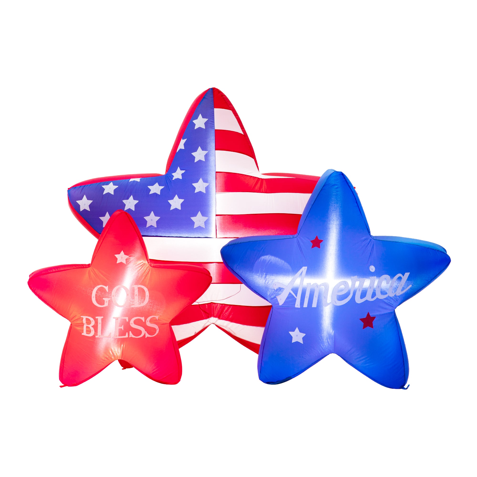 Glitzhome® 6ft. Lighted Patriotic American Inflatable Stars Décor ...