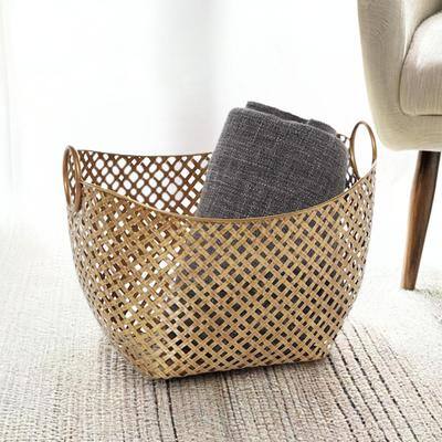 Gold Metal Contemporary Storage Basket | Michaels