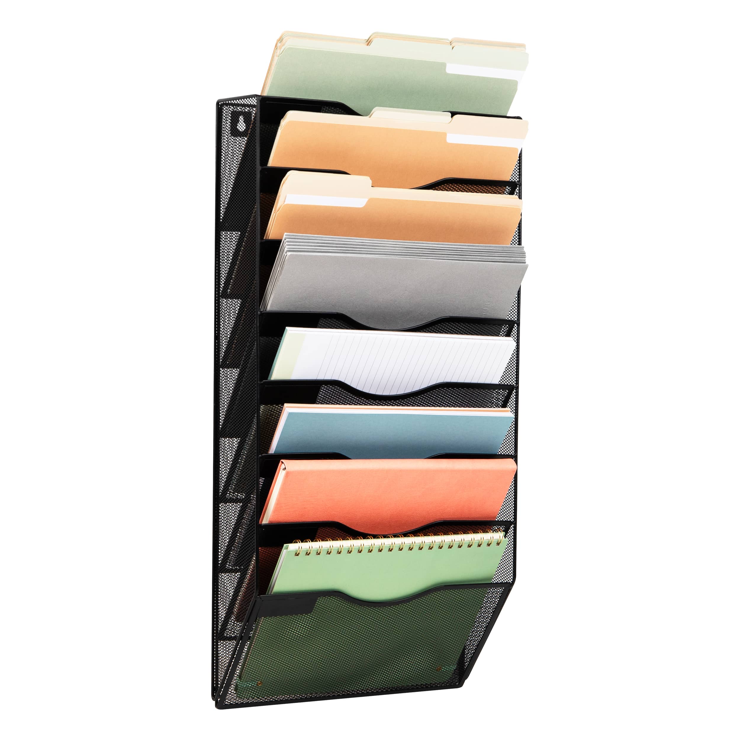 Mind Reader Wall File Organizer, 8 Pocket Hanging Document Rack, Office ...