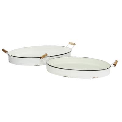 White Metal Farmhouse Tray Set | Michaels
