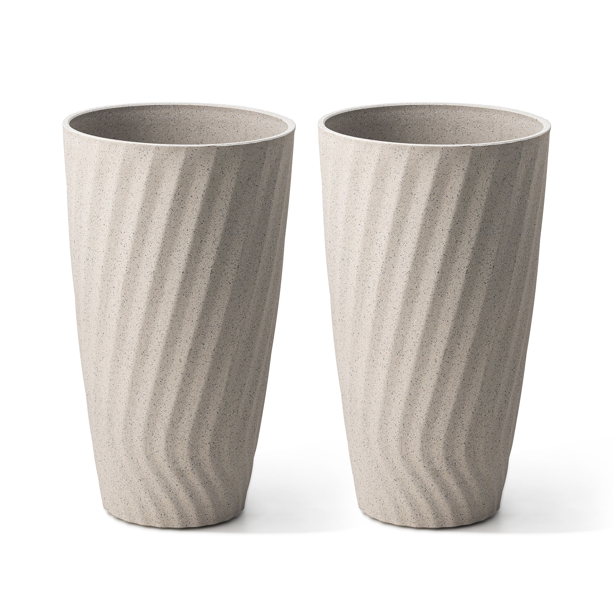 Glitzhome® 24" Sand Beige Faux Terrazzo Wave Textured Ceramic Planters ...