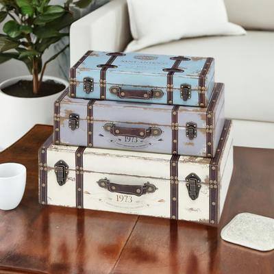 Set of 3" Multi Colored Wood Farmhouse Trunk, 23", 21", 18" | Michaels