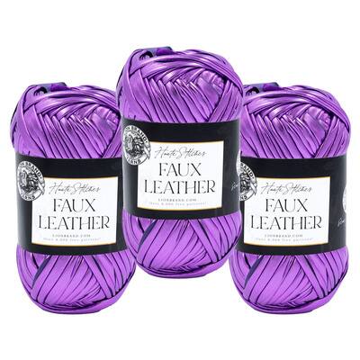 3 Pack Lion Brand® Haute Stitches Faux Leather Yarn, Color: Purple Rain ...