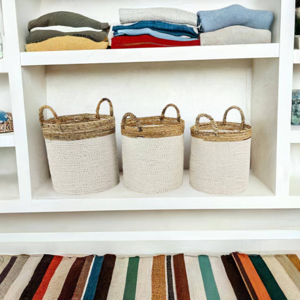 White Seagrass Coastal Storage Basket Set | Michaels