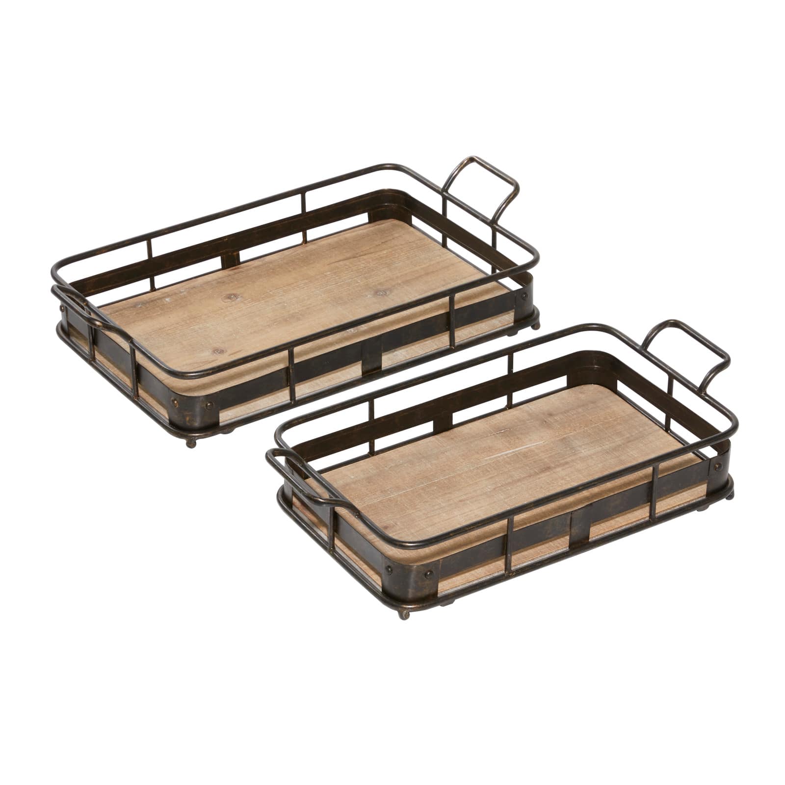 Brown Metal Industrial Tray Set | Michaels